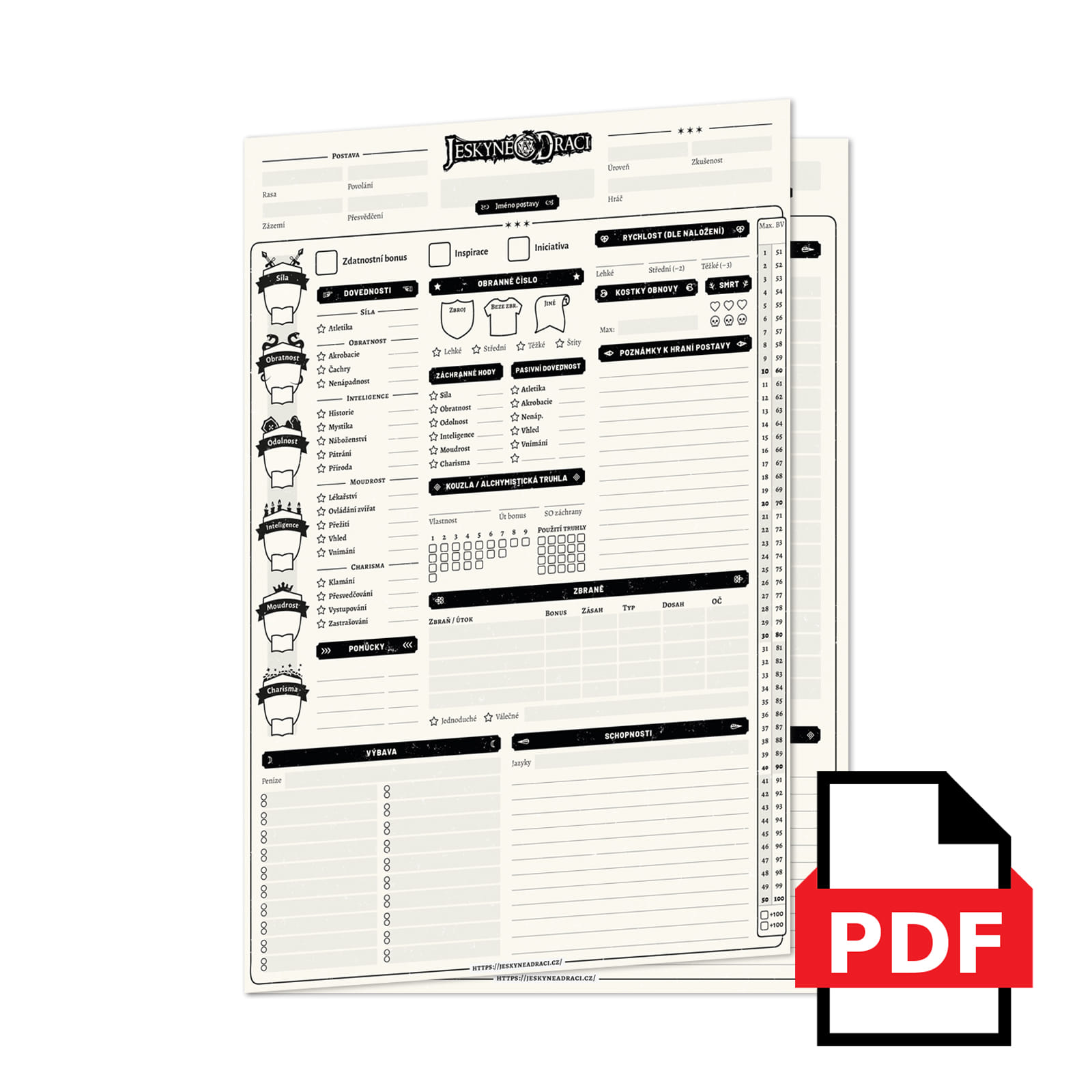 Jeskyně a draci - karta postavy PDF | imago.cz
